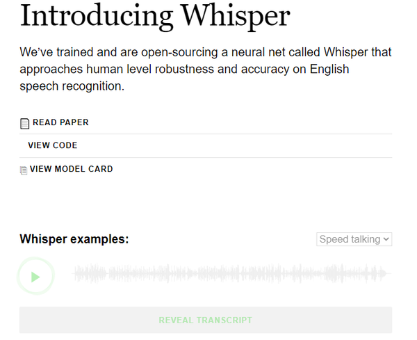 OpenAI의 고성능 음성→문자 전환 AI ‘Whisper’